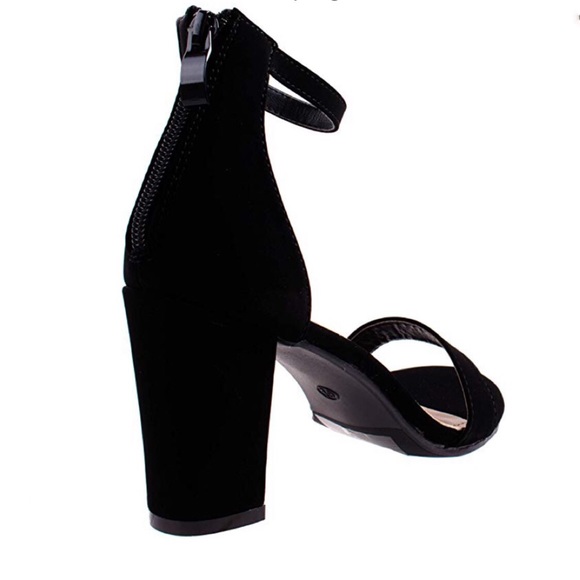 Shoes | Classic Black Open Toe Block Heel | Poshmark